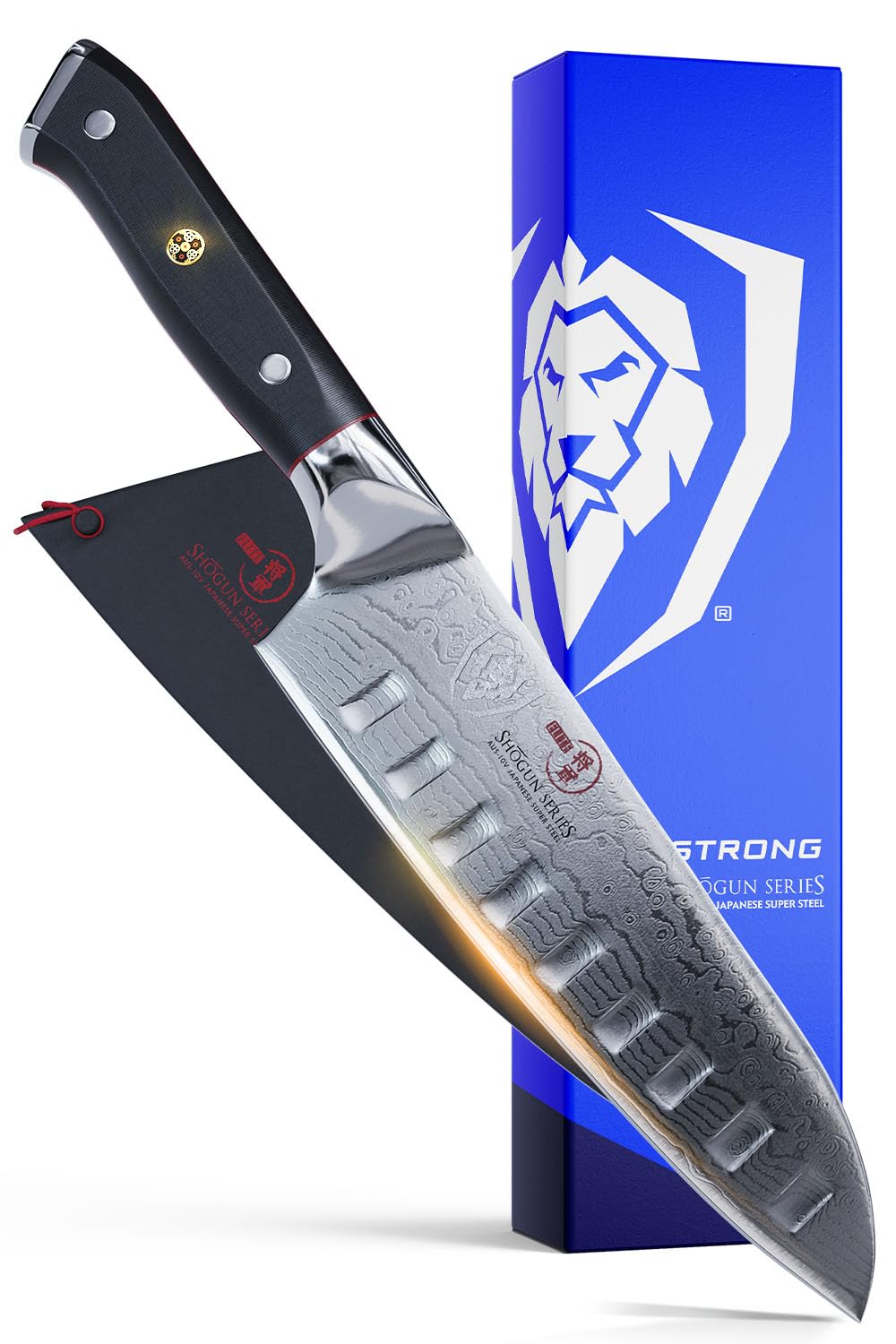 Dalstrong Santoku Knife - 7 inch - Shogun Series - Damascus - Japanese AUS-10V Super Steel 67 Layers - Black G10 Handle - Vegetable Knife - Vacuum Treated - Kitchen Knife - Sheath Included