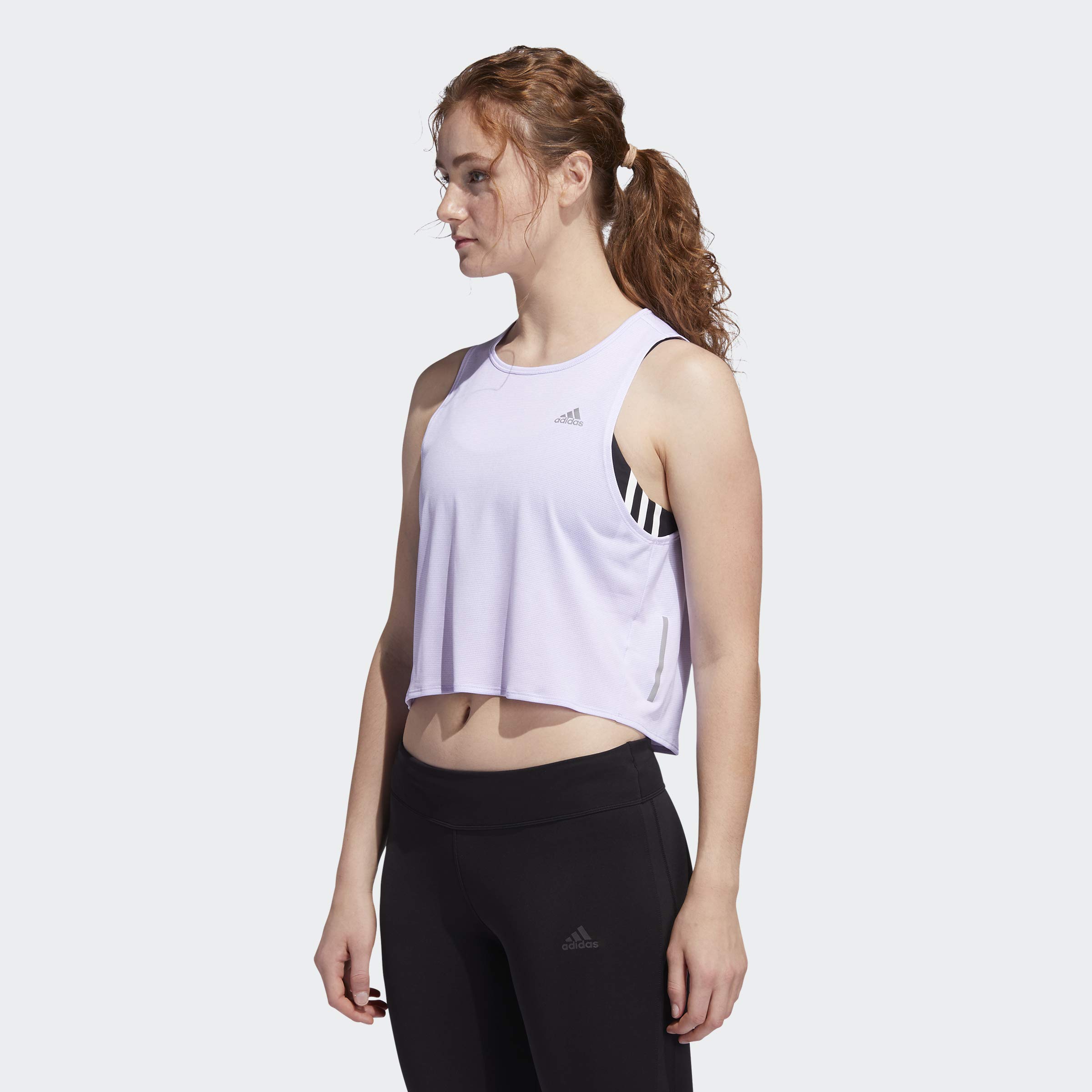 adidas womens Own The Run Cooler Tank Black/Heather X-Large