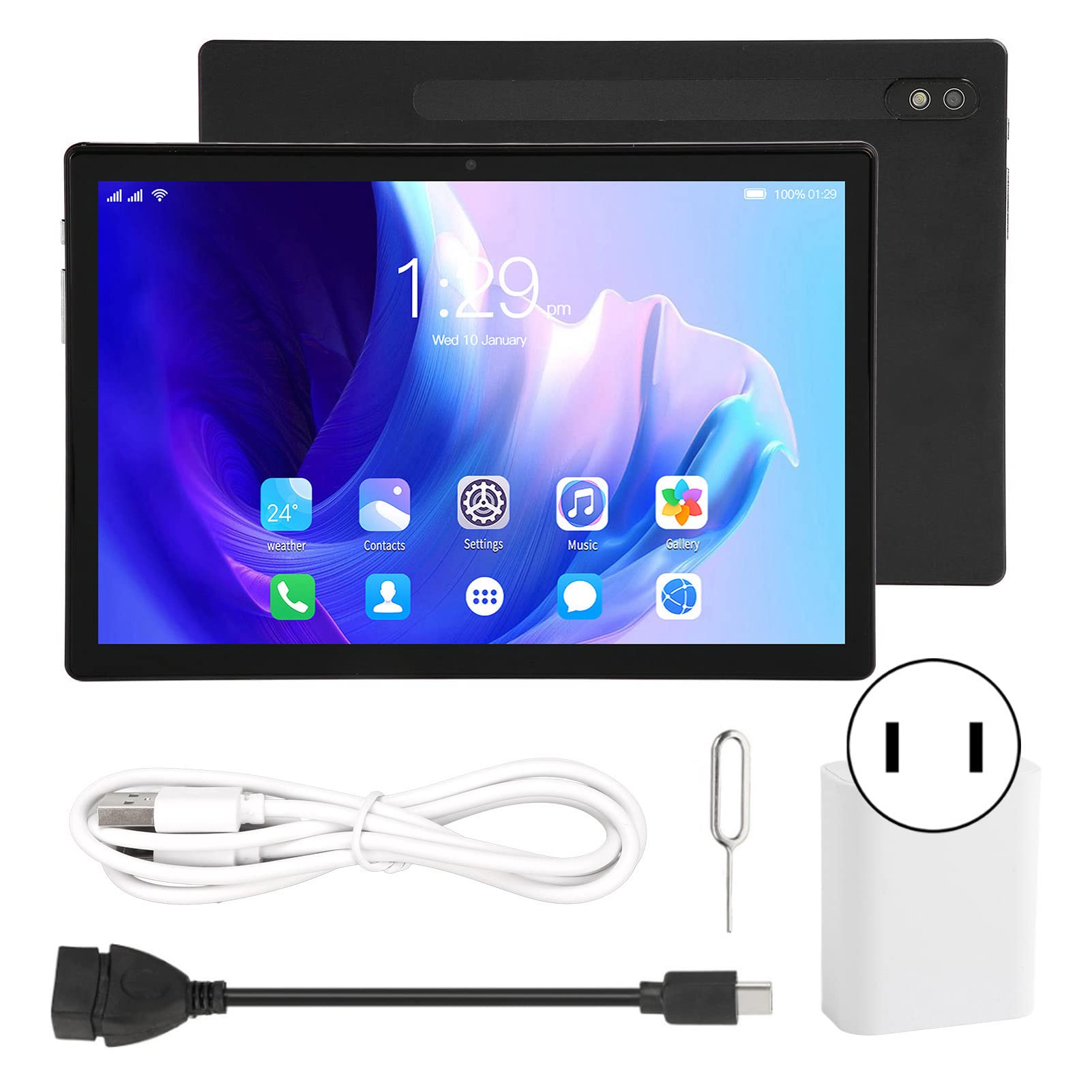 Airshi 10.1 Inch Tablet HD Tablet GPS Function 2.4G/5G 5MP 8MP 100‑240V for School Office (US Plug)