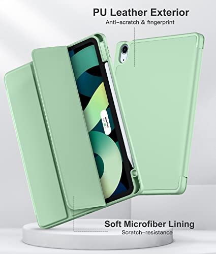 Cousper Case for iPad Air 5th Generation Case 2022/iPad Air 4th Generation Case 2020 10.9 Inch, Trifold Stand Case with Pencil Holder [2nd Apple Pencil Wireless Charging] for iPad Air 5/4 Matcha Green