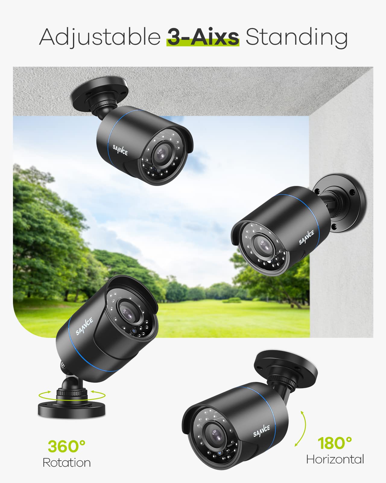 SANNCE 1080P Security Camera AHD/TVI/CVI/CVBS 4-in-1 CCTV Camera IP66 Weatherproof Analog CCTV Surveillance Bullet Camera Indoor Outdoor, 100ft Night Vision, No Power Supply and Cable, Only A Camera