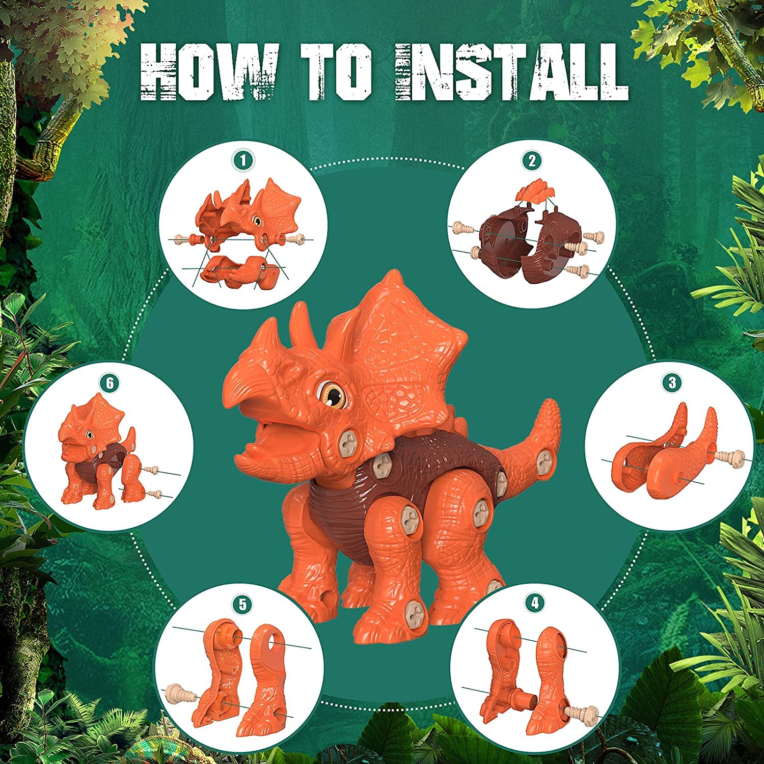 dmsbuy Take Apart Dinosaur Toys for Kids Building Toy Set with Electric Drill Construction Engineering Play Kit STEM Learning for Boys Girls Age 3 4 5 Year Old (Take Apart Dino)