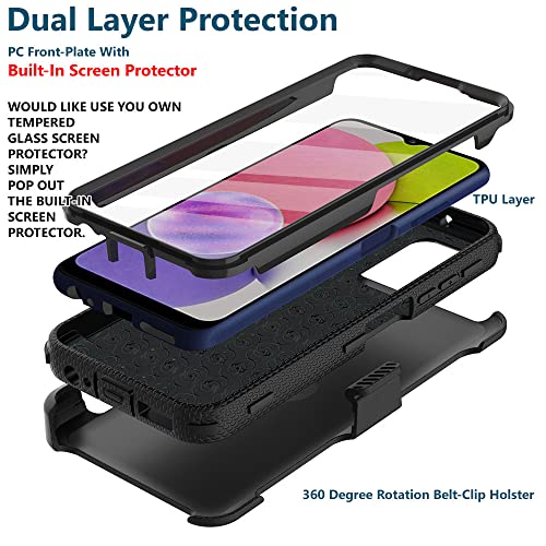Covrware Aegis Series Case for Samsung Galaxy A03S, Full-Body Rugged Dual-Layer Shockproof Protective Swivel Belt-Clip Holster Cover with Built-in Screen Protector, Kickstand, Black