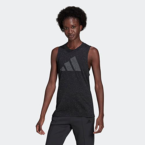 adidas Women's Winners 3.0 Tank, Black Melange, Small