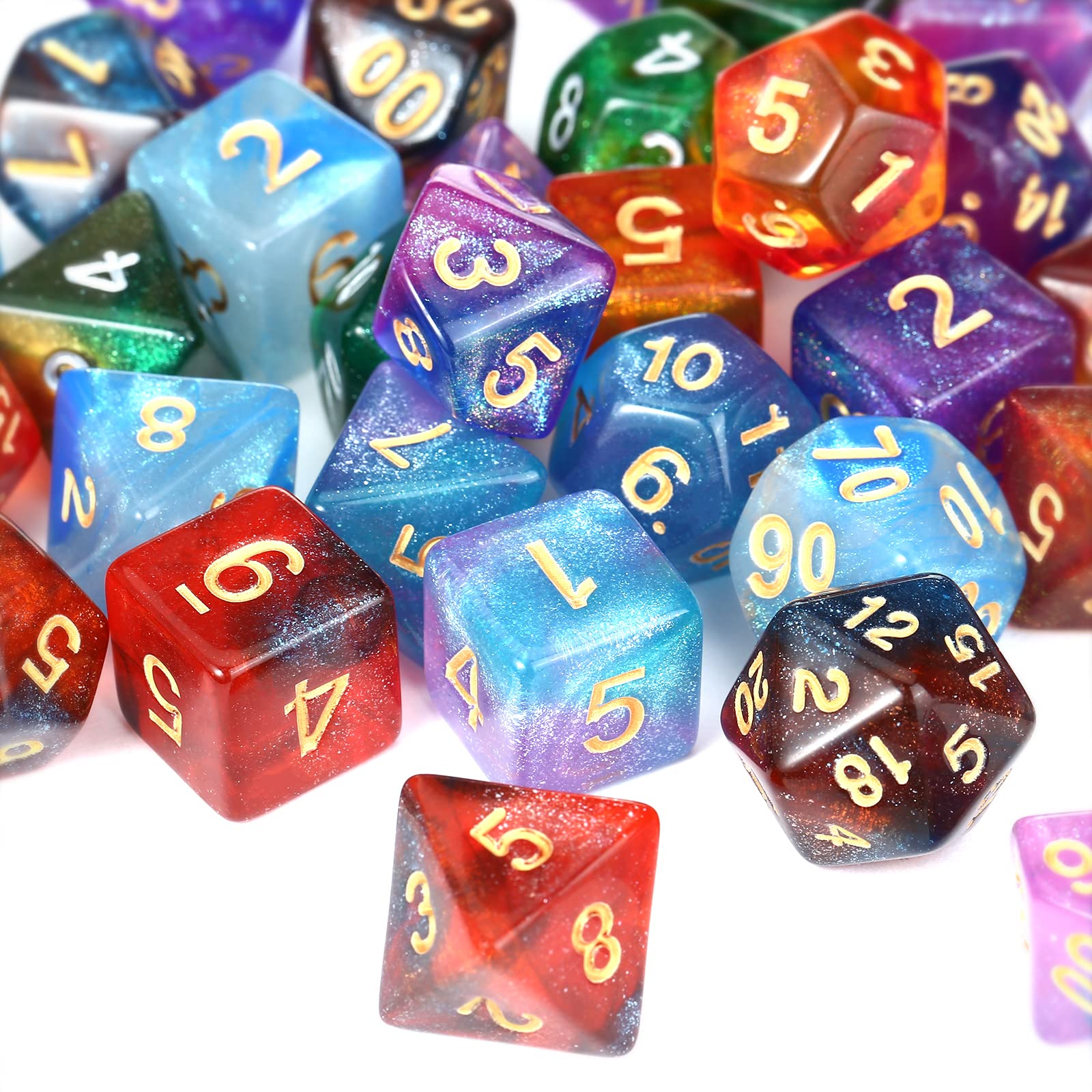 42PCS DND Dice Sets, Role Playing Dice with Pouches Acrylic Polyhedral Dice Sets for DND RPG MTG Table Game (D4 D6 D8 D10 D12 D20)