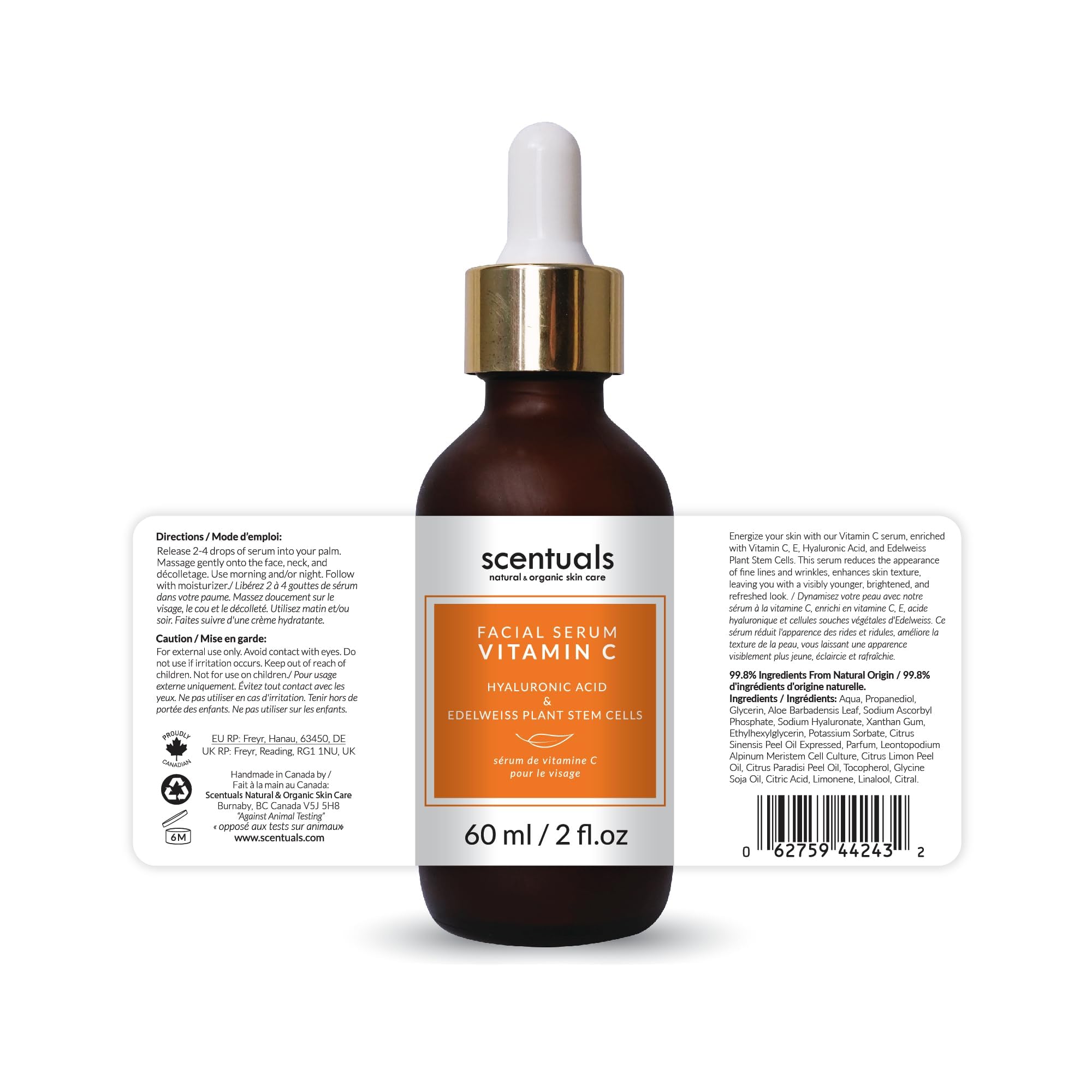 Scentuals Vitamin C Serum for Face, Brightening Serum, Reduce Look of Fine Lines & Wrinkles, Water-Based 2 fl.oz|60 ml