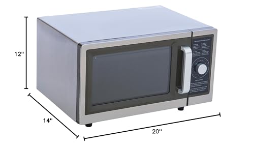 A-to-Z Supply Commercial Microwave with Dial Control, 1 Cubic Feet Interior, Stainless Steel, 1000 Watts, UL and NSF Approved