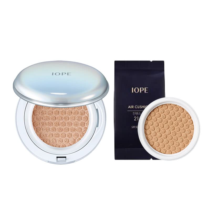 IOPE Air Cushion SPF 50+,Natural Coverage Foundation Makeup, Moisturizing Finish for Sensitive,Dry,Combination Skin,Korean Skin Care Cushion by Amorepacific,#23