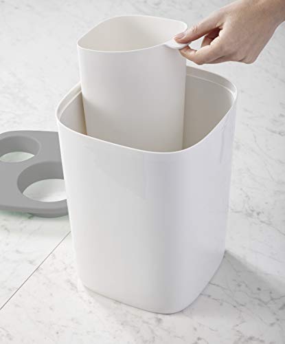 Joseph Joseph 70514 Split Trash Can Recycle Bin Dual Compartments Removable Bucket, 2 gallon/8 liter, Gray