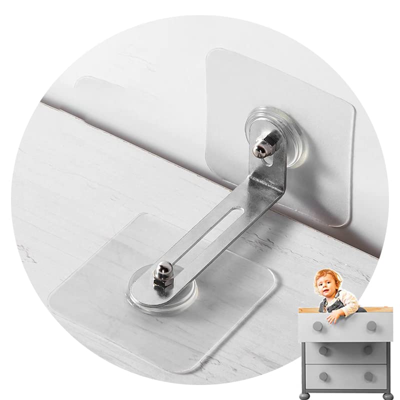 Yaokaim Anti Tip Furniture Wall Anchors No Drill (10 Packs), for Baby Proofing, Keep Baby Pet Safety from Falling Furniture, Removable, No Drilling