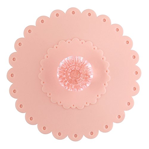 AKOAK 2 PCS New Cute Anti-dust Silicone Acrylic Diamond Glass Cup Cover Coffee Mug Suction Seal Lid Cap,Light Pink and Green