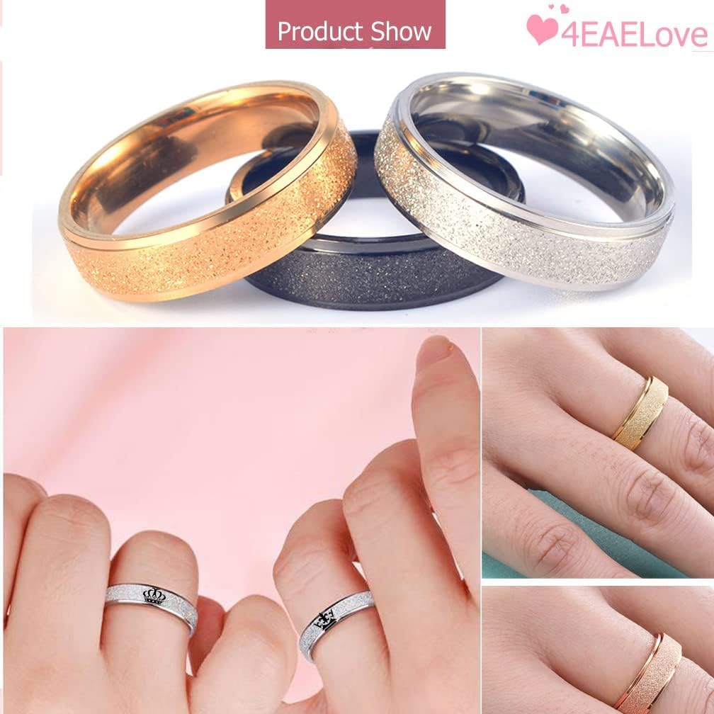 4EAELove Customize Crown Couples Rings Her King His Queen Promise Ring Inside Can Engraved Band Rings Wedding Rings Titanium Stainless Steel 8mm 6mm 6-13#