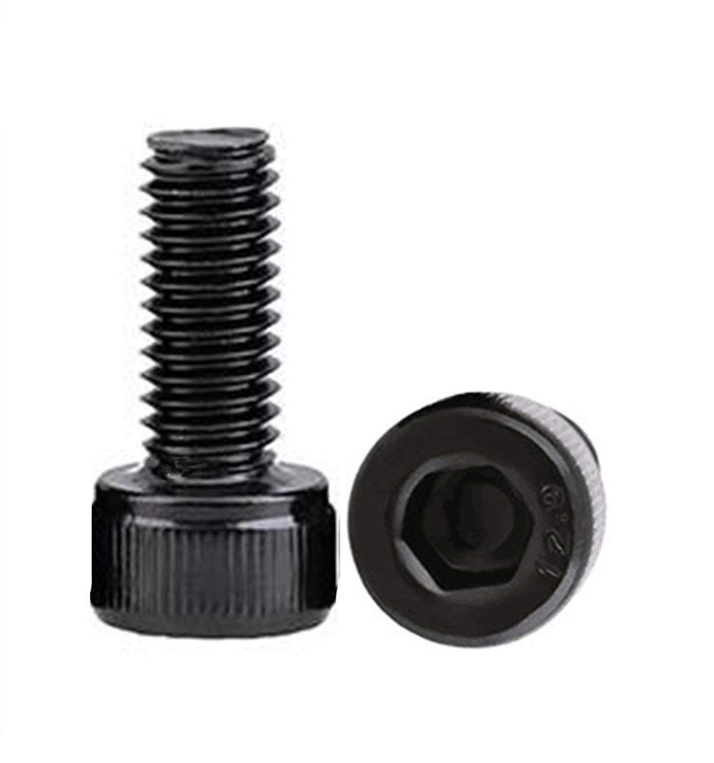 M2.5 x 10mm Black Hex Socket Head Cap Screws 12.9 Grade Alloy Steel Full Thread Bolts 100pcs
