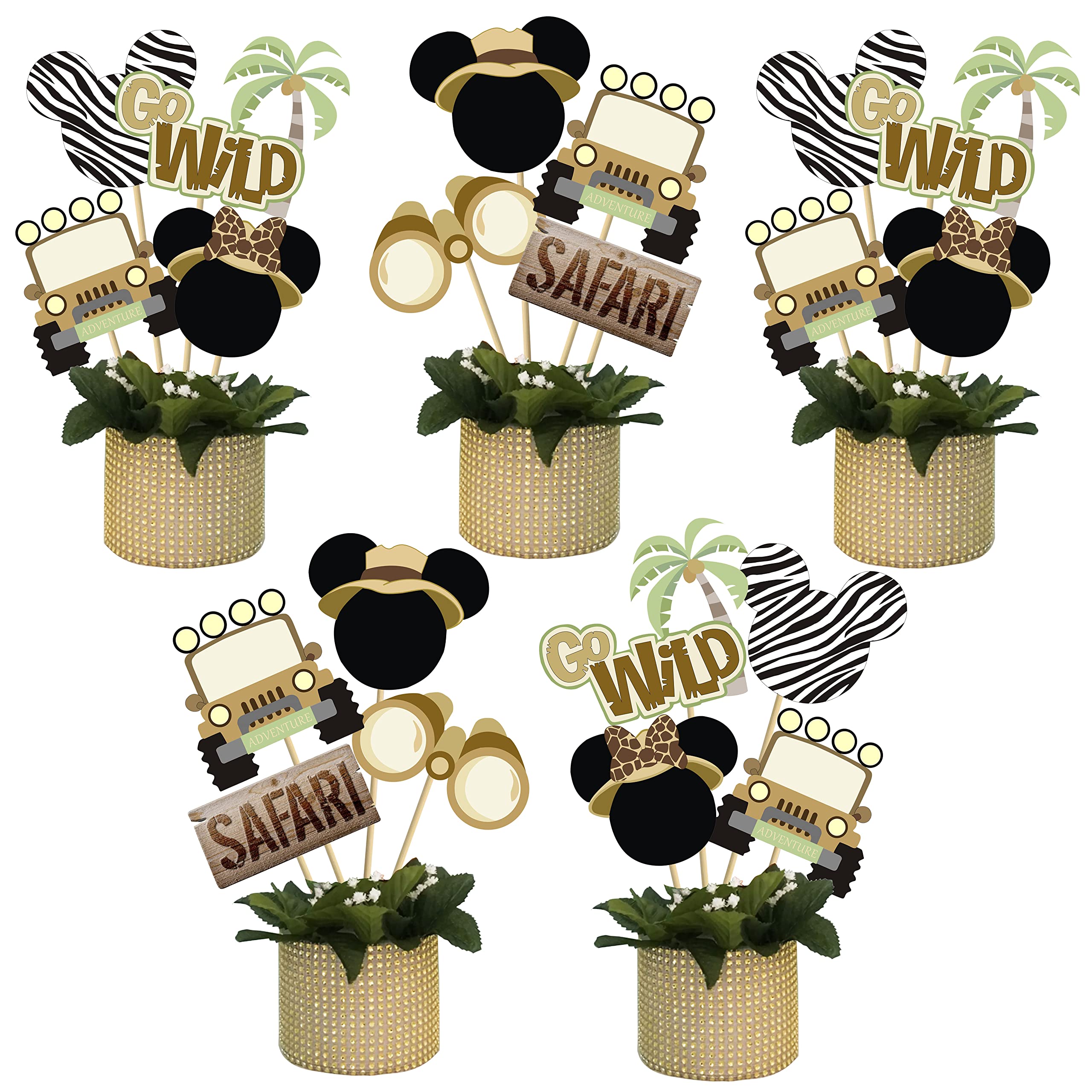 Mickey-Safari Centerpiece Sticks- Let's Go Wild Jungle Animal Birthday Party Baby Shower Table Toppers for Kids(28PCS)