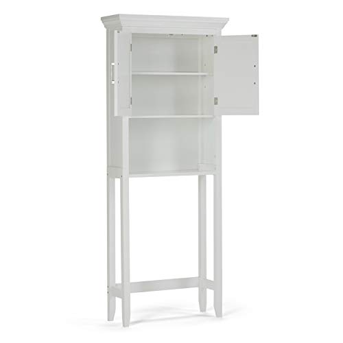 SIMPLIHOME Avington 67 inch H x 27 inch W Space Saver Bath Cabinet in Pure White with Storage Compartment and 1 shelf, for the Bathroom, Contemporary