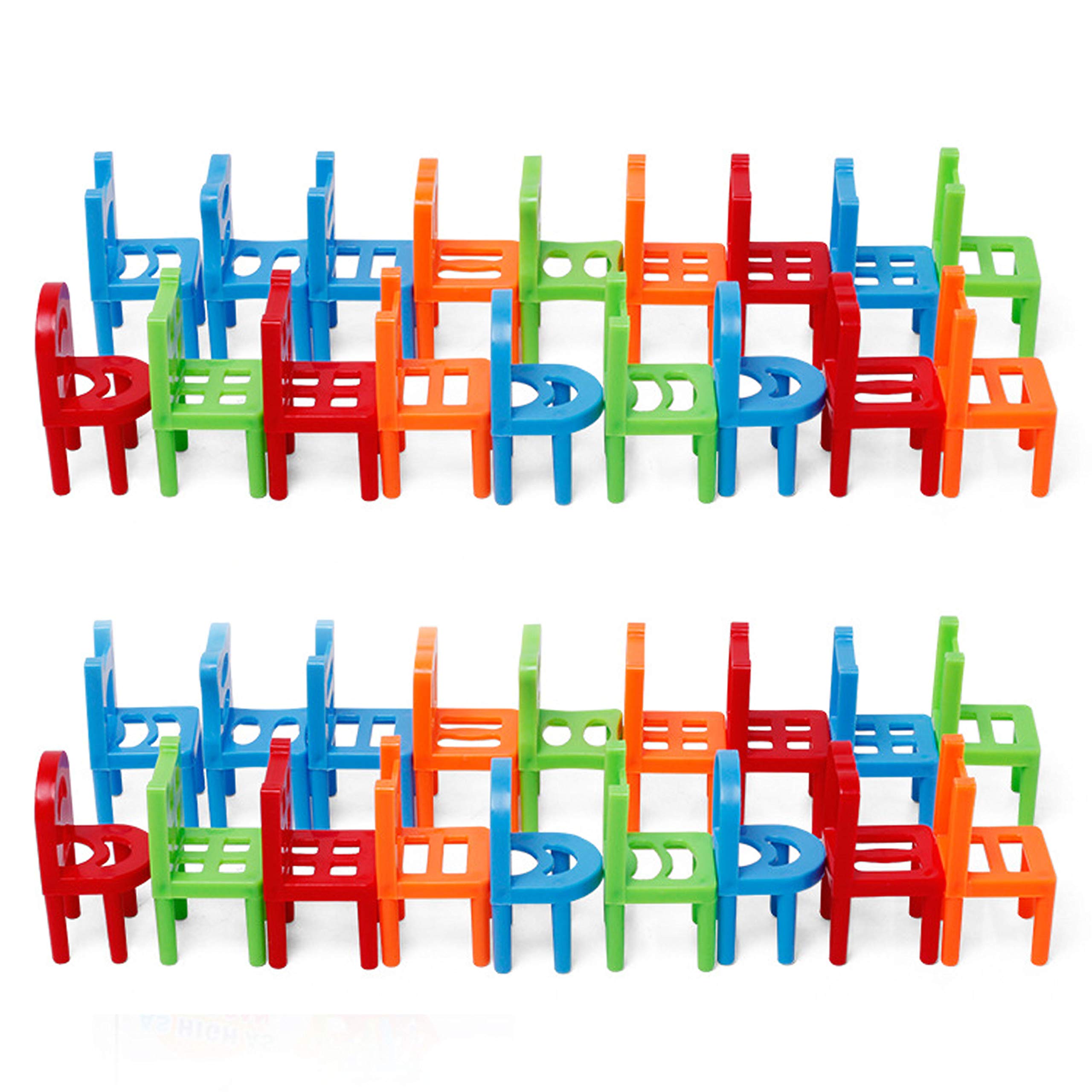 Carykon 36 PCS Children Stacking Chairs DIY Balance Chair Stool Parent-Child Gathering Puzzle Board Game Early Childhood Educational Chair Stacking Toys