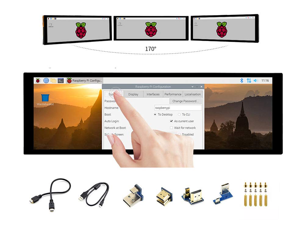 7.9 inch Raspberry Pi IPS Capacitive HDMI LCD 400×1280 Touch Screen Display Monitor Toughened Glass Panel Supports Raspberry Pi 4 3 2 Model B B+ A+ Jetson Nano Windows 10/8.1/8 / 7 @XYGStudy