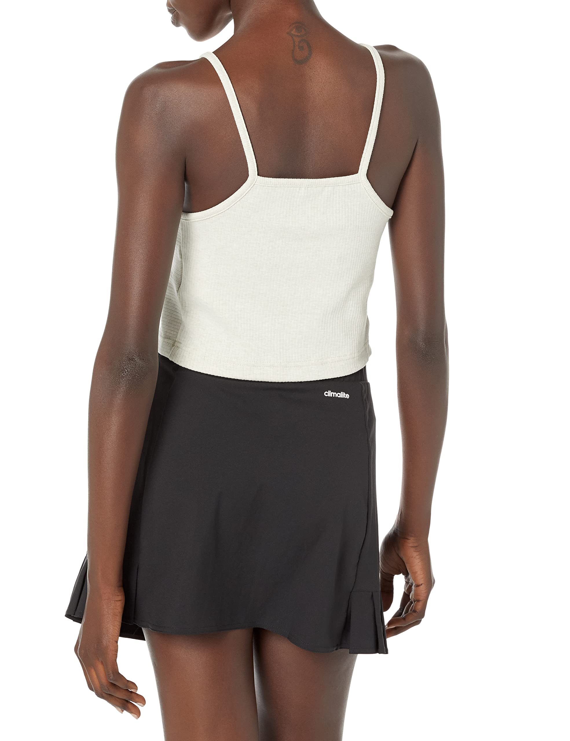 adidas Women's Studio Lounge Ribbed Tank, Botanic Green Melange, Medium