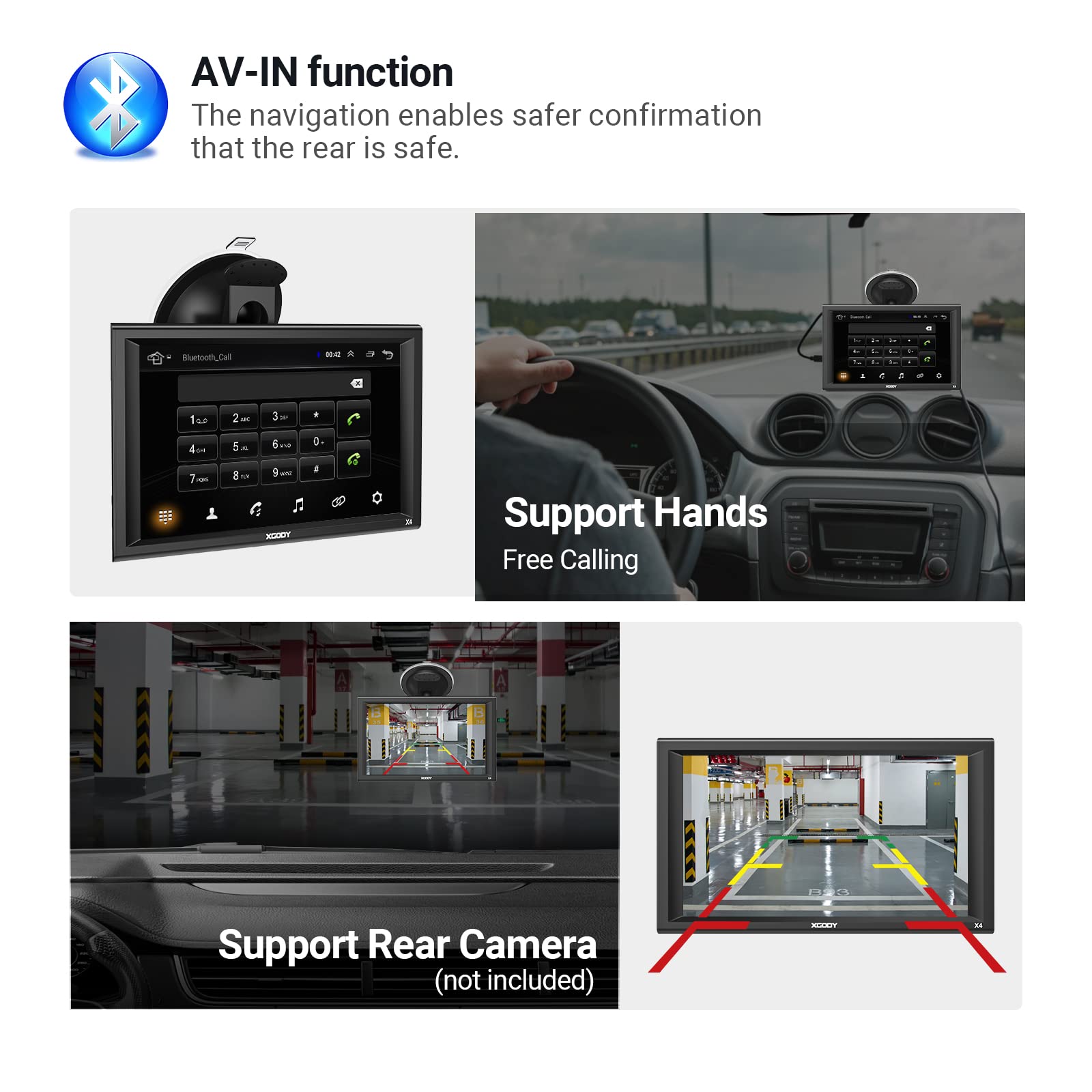 9inch Truck GPS Navigation for Car Big Touchscreen GPS Navigator Bluetooth AV-in Xgody 8GB ROM SAT NAV System Navigator Driving Alarm Lifetime map Updates