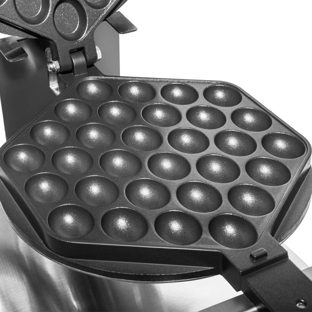 ALDKitchen Bubble Waffle Maker for Egg Puff and Hong Kong Waffles | Professional Electric Bubble Waffle Iron with Nonstick Coating and Manual Thermostat | Stainless Steel | 110V