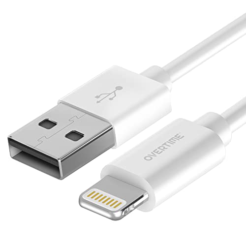 Overtime iPhone Charger Cable 6 Foot, Apple MFi Certified Lightning Cable 6ft USB Cord for iPhone 14/13/12/11/Pro/Max/Mini/SE/XR/XS/X/8/7/Plus/6/6S, iPad/iPad Air 2/Mini 4/3/2, White