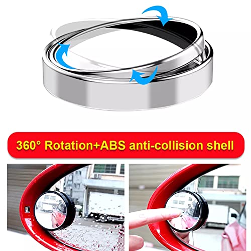 Blind Spot Mirrors for Car 2Inch Round HD Rear View Convex Mirrors 360°Rotatable HD Glass Mirrors Convex Wide Angle Blind Spot Mirrors for Trucks, Car, Van, SUV (Sliver-4pcs)