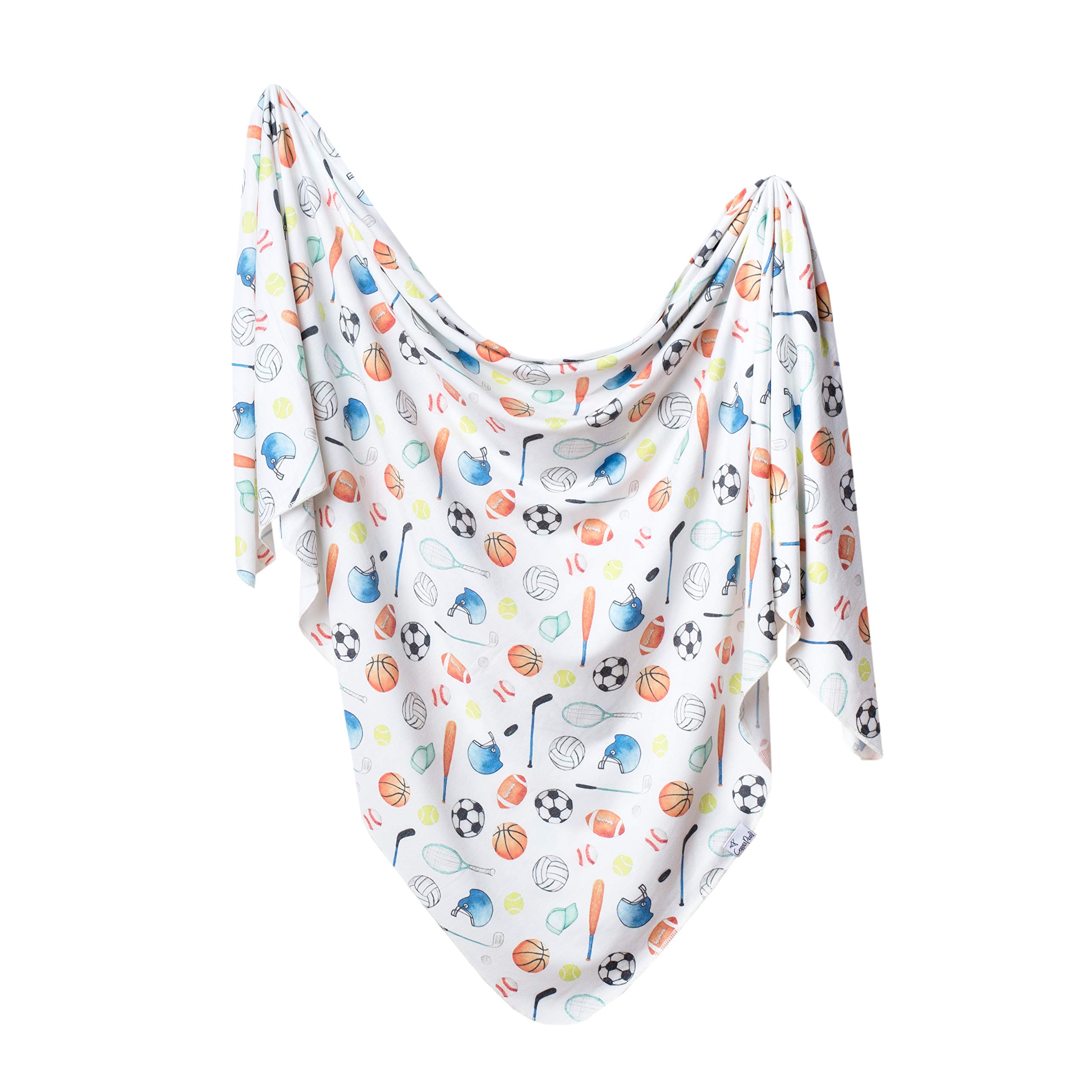 Large Premium Knit Baby Swaddle Receiving Blanket "Varsity" by Copper Pearl