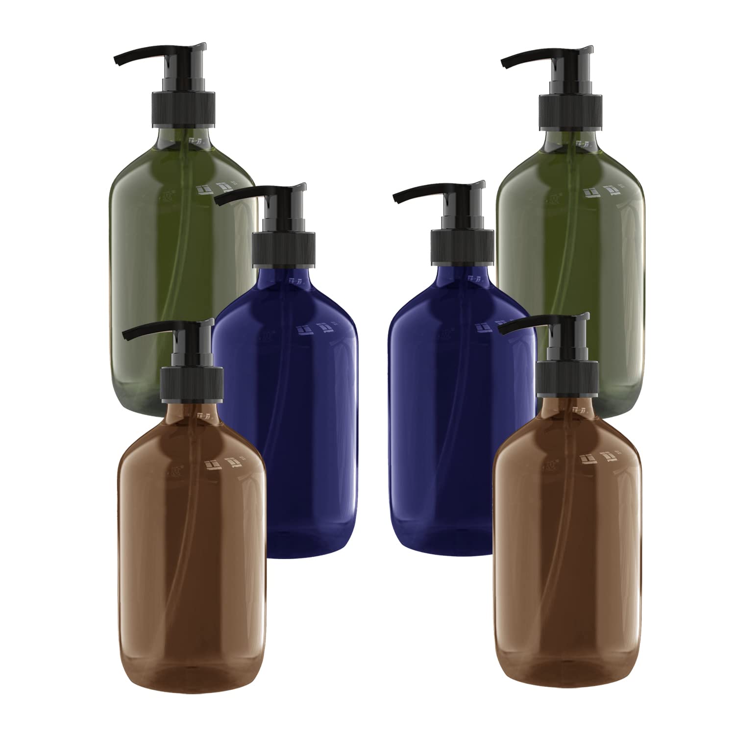 6 PCS 10 OZ Pump Bottle Plastic Pump Lotion Dispenser Empty Bottle for Shampoo Lotion Body Wash, Mixed Colours