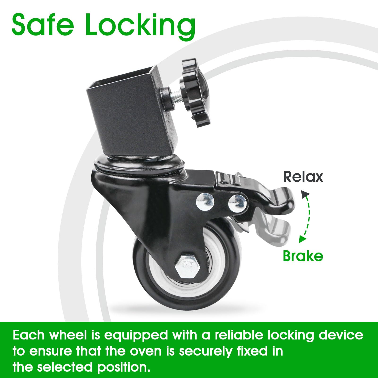 4 Pack Wheels with Safety Lock for Blackstone Griddle - 2 Inches Griddle Wheels - 360-Degree Silky Swivel - Fits 22-Inch or 17-Inch Countertop Skillets