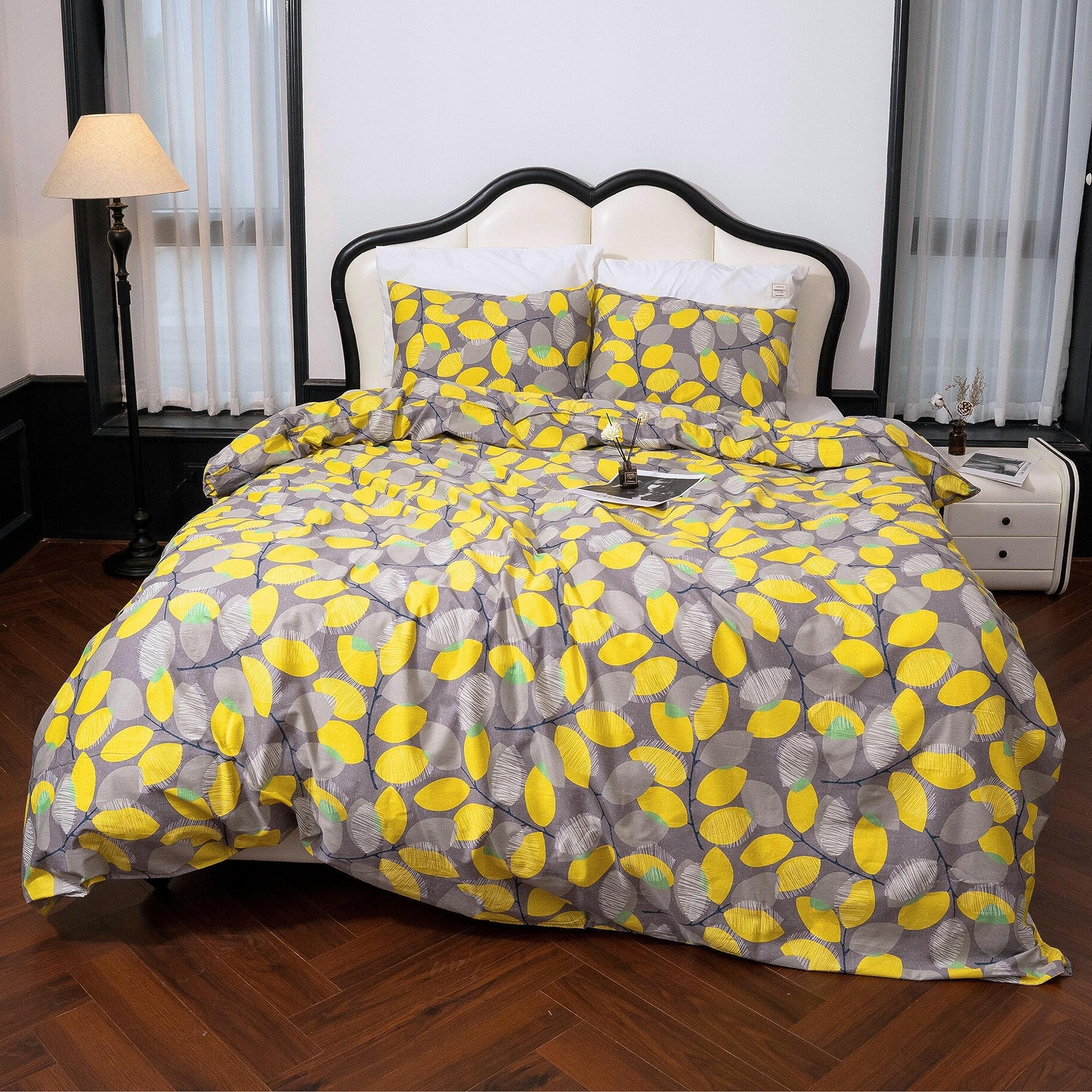 VDhome King Size Cotton Duvet Cover Set, Triangle Pattern Bedding Set, 3 Pieces, Geometric Duvet Cover with Zipper 90"x104" with 8 Corner Ties and 2 Pillowcases 20"x36"