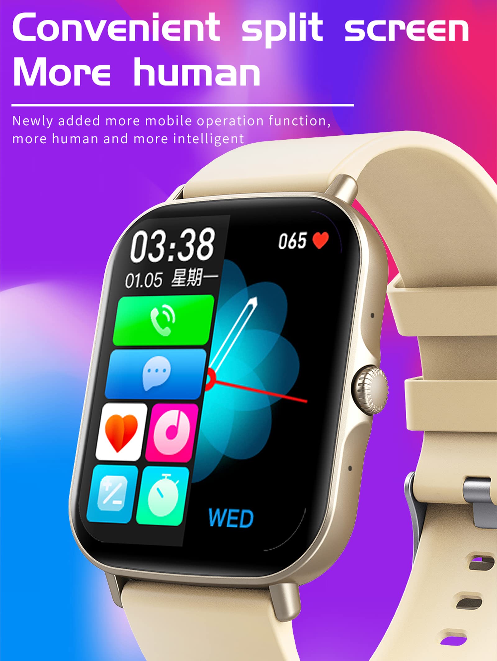 Yihou Smart Watch for Android Phones Compatible iPhone (Dial/Answer Call) Smart Watch with Text and Call Fitness Tracker Sport Watch Pedometer Step Counter Sleep Full Touch Screen Smartwatches