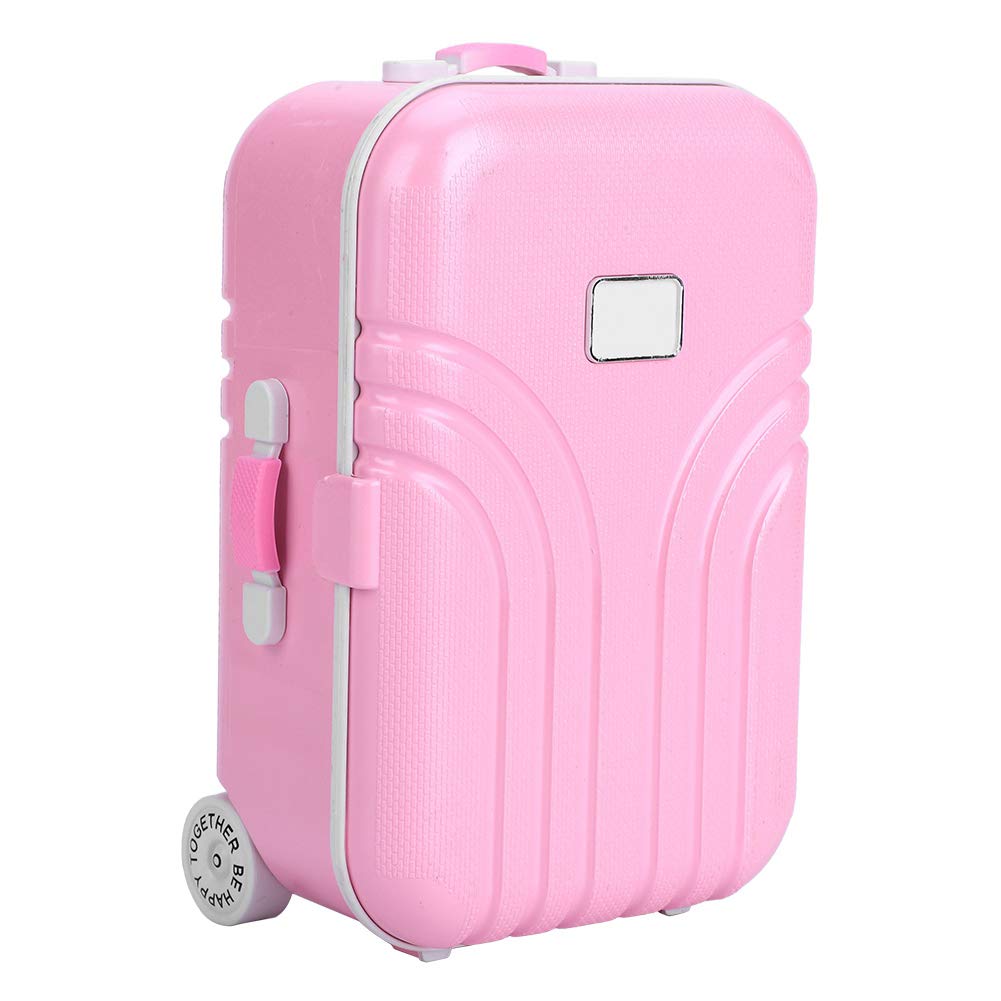 Liukouu Mini Suitcase Toy, Pink, Plastic, Rolling, Durable, for Children's Day & Birthday