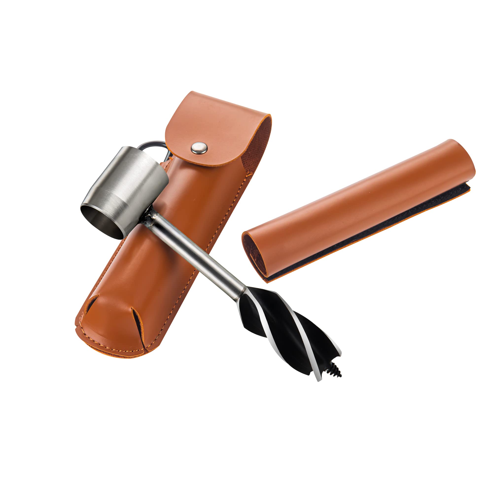 Survival Settlers Tool Hand Bushcraft Auger Drill, Manual Auger Wrench Scotch Eye Wood Drill Bit Outdoor Wood Peg and Hole Maker for Bushcrafting, Survival Wilderness Camping (Brown)