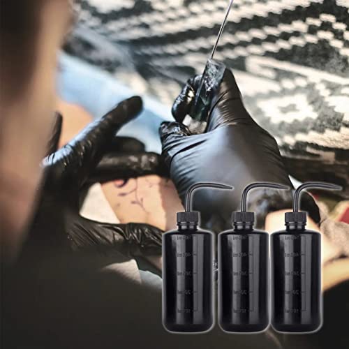 UPTATSUPPLY 3 PCS Tattoo Bottle Squeeze Wash Bottle Convenient Green Soap Supply Wash Tattoo Accessories (250ml Black)