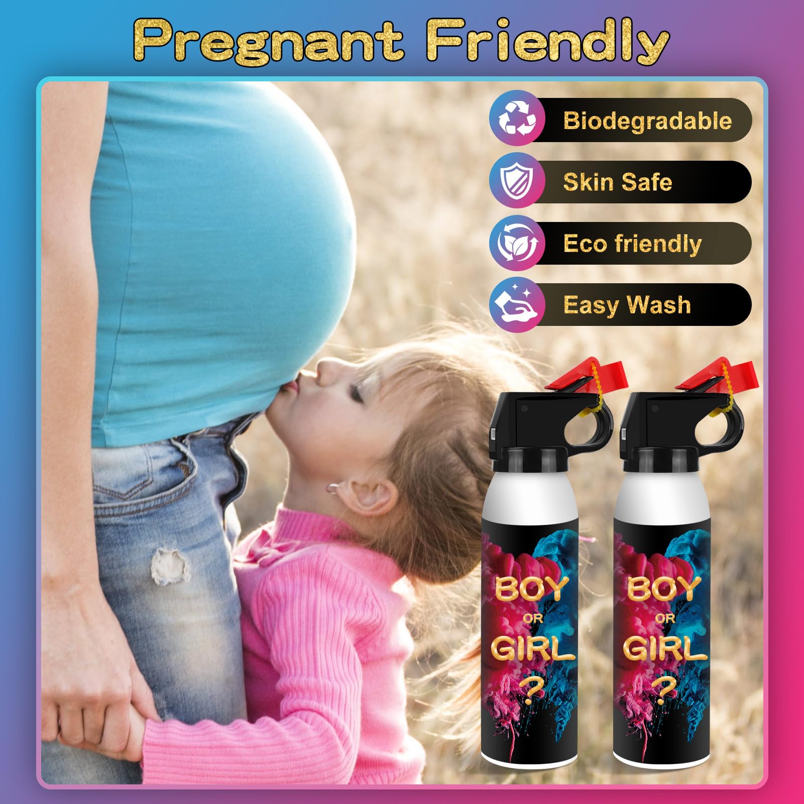 Gender Reveal Fire Extinguisher 2 Pack, Gender Reveal Decor, Baby Girl Reveal Party Ideas 100% Biodegragable for Gender Reveal Decorations(Pink)