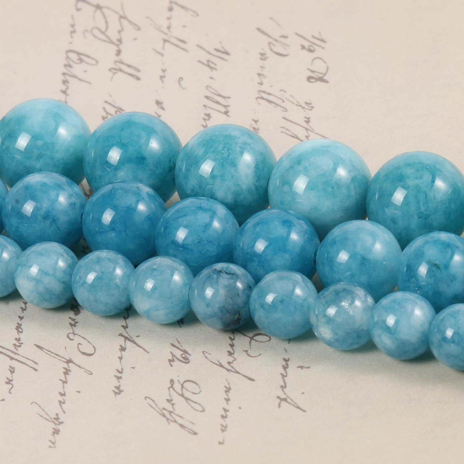 45pcs 8mm Natural Stone Beads Blue Chalcedony Beads Crystal Gemstone for Jewelry Making, DIY Bracelet Necklace