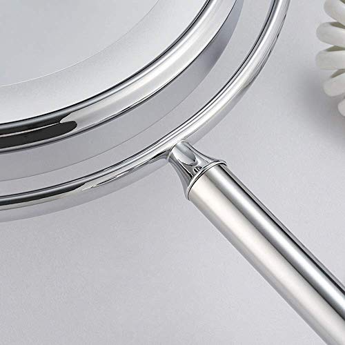 KONGZIR Countertop Vanity Mirrors 7X Magnifying Lighted Vanity Makeup Mirror 8 Inches 360° Rotation Tabletop with A Non-Slip Pedestal Polished Chrome Finish Grooming Mirrors