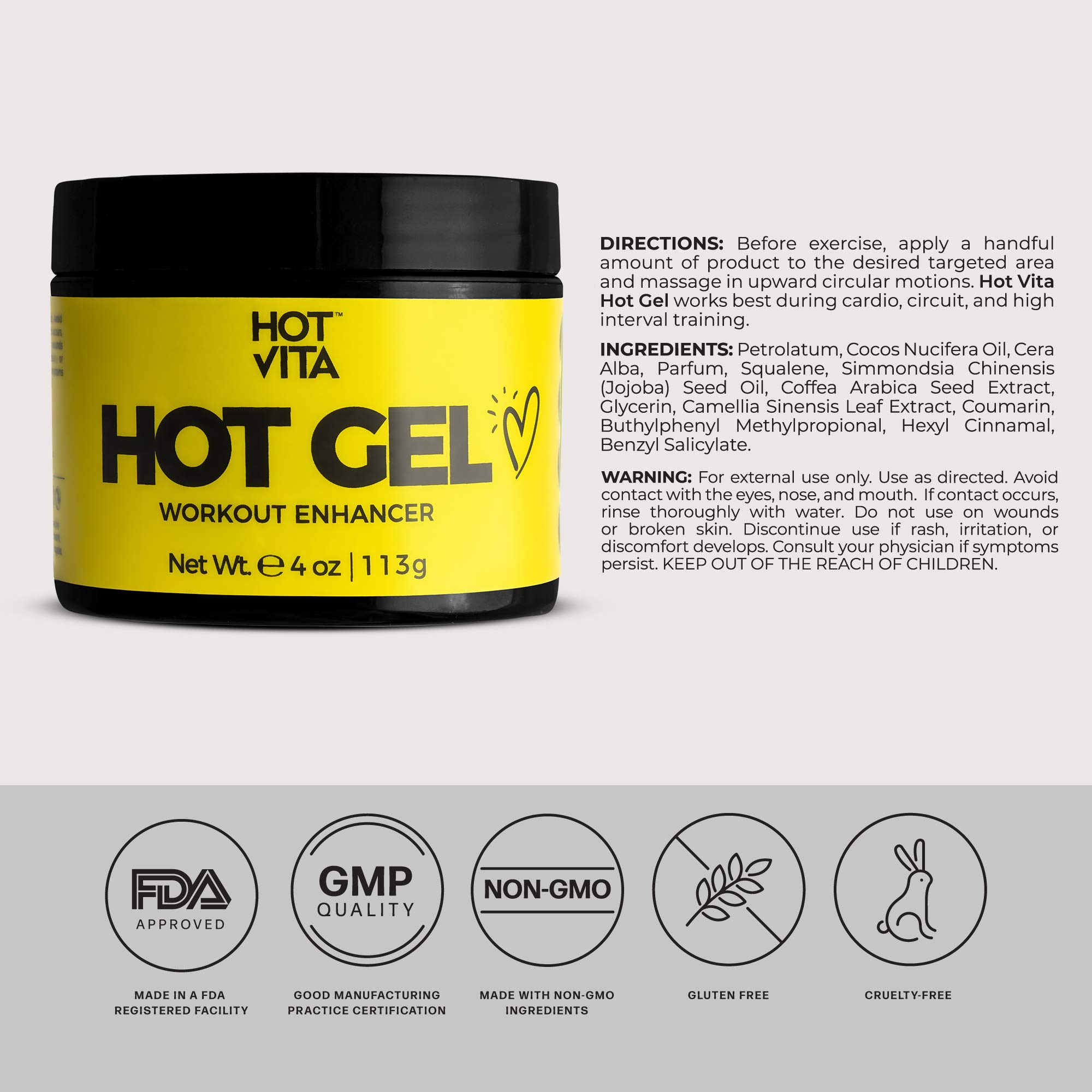 Hot Vita Hot Gel – Sweat Cream Workout Enhancer Belly Slimming Gel (4 oz)