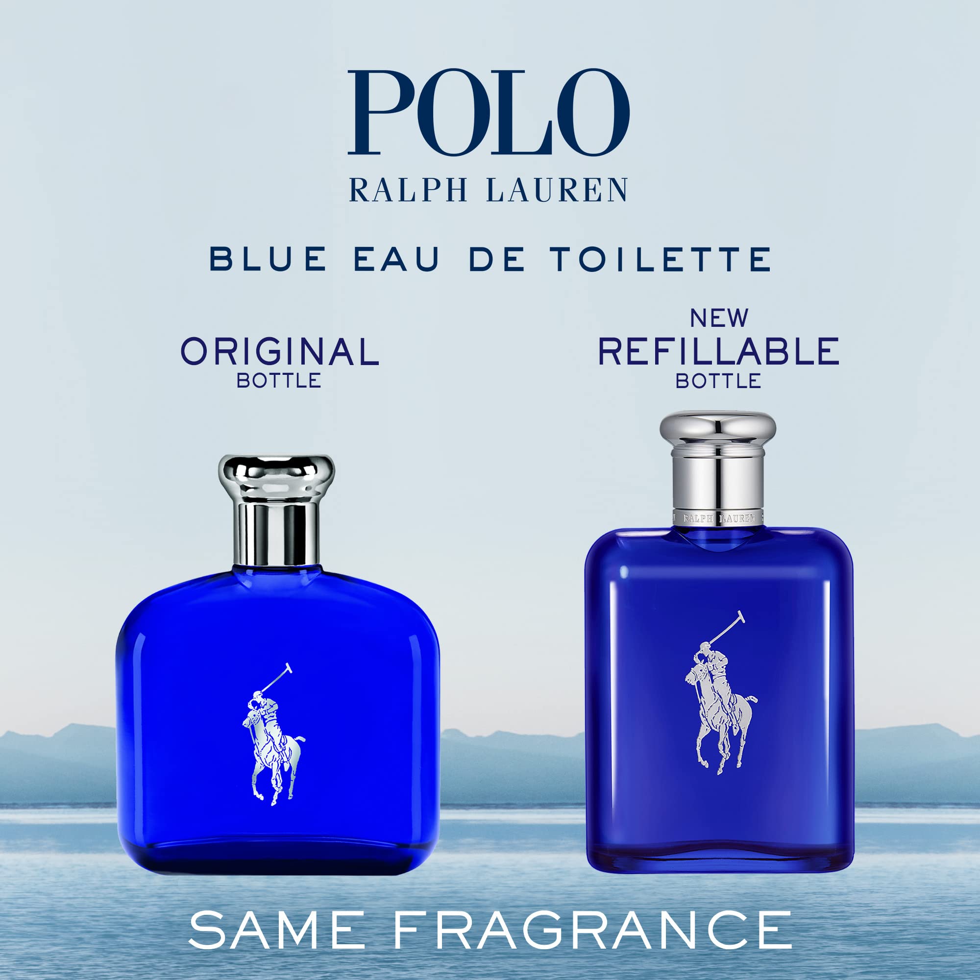 Ralph Lauren Fragrances Polo Blue - Eau de Toilette - Men's Cologne - Aquatic & Fresh - With Citrus, Sage, and Suede - Medium Intensity - 6.7 Fl Oz