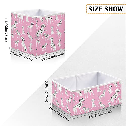 Dalmatian Dog Foldable Cloth Shelf Baskets Rectangle Toy Storage Bins Box with Handles for Clothes Toy Gift Storage 15.75x10.63x6.96 Inches