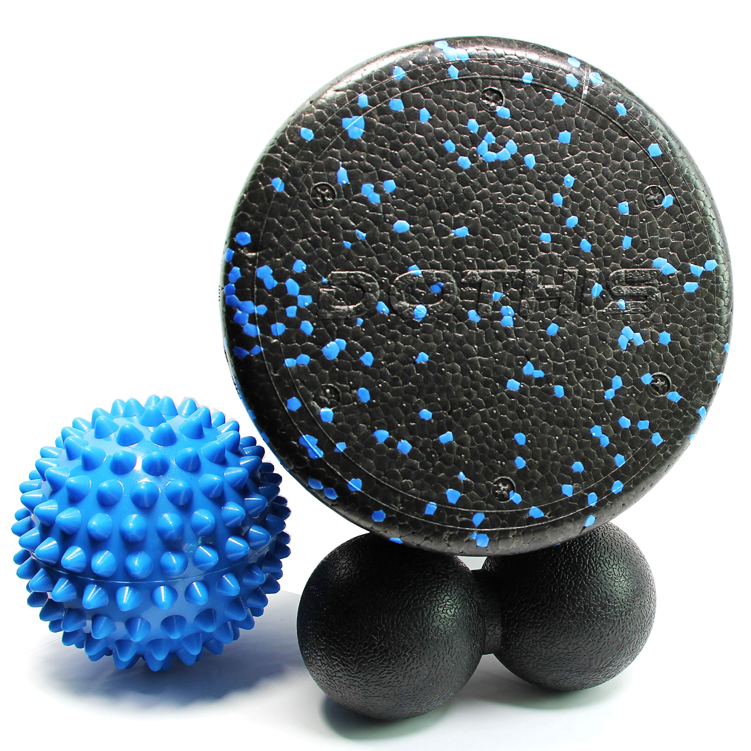 4 in 1 Foam Roller with Spiky and Peanut Massage Ball - Back-Roller with Massager Balls, Speckled Firm Muscle Rollers for Physical Therapy, Pilates, Yoga, Workout, Stretching, Balance & Core Exercises