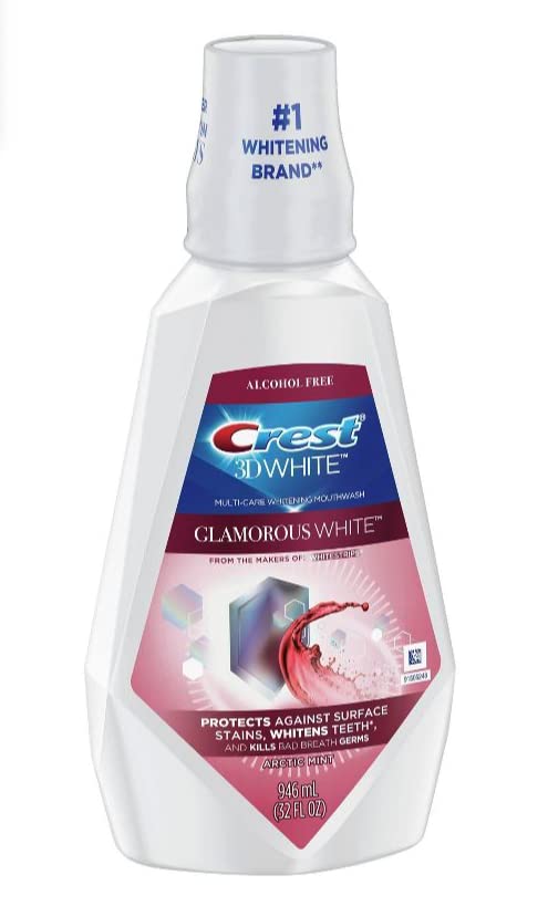 Crest 3D White Luxe Glamorous White Multi-Care Whitening Mouthwash, Fresh Mint (32 Oz, 3 Pk)