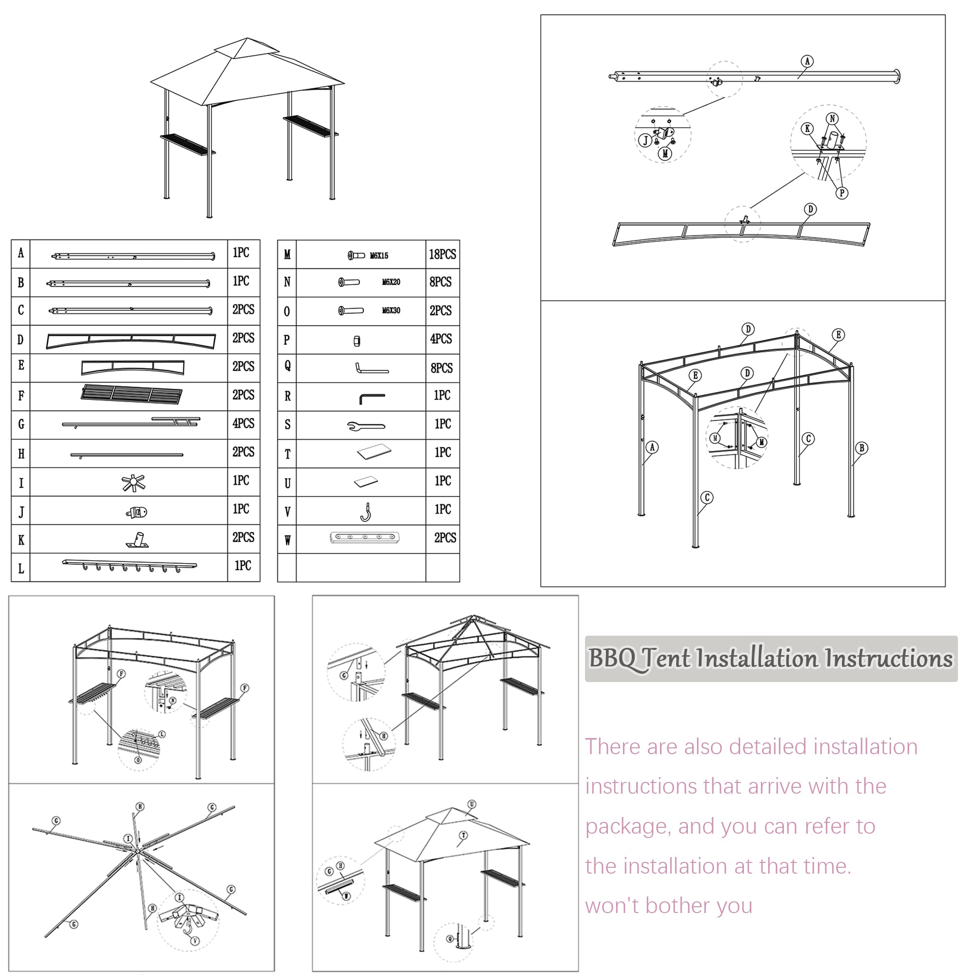 8'x 5' Grill Gazebo, Pop up Outdoor Gazebo, with 2 Storage Shelf and Hook Up, Double Tiered Grill Canopy Barbecue Gazebo, Waterproof Grill Canopy Shelter for Patio Backyard Sun Shade BBQ Canopy