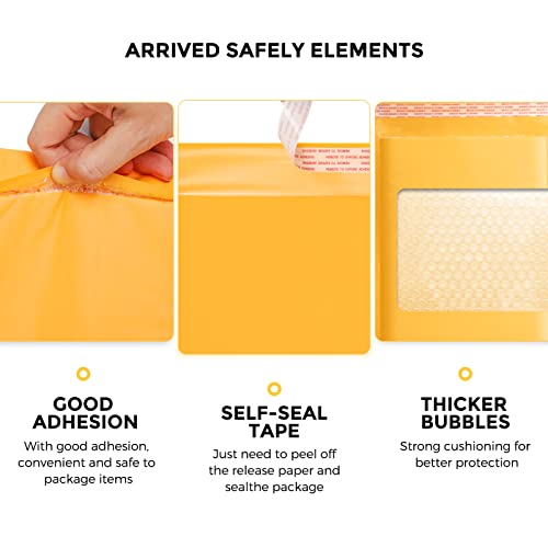 Fuxury Kraft Bubble Mailers 8.5x12 Inch 25 Pack, Strong Adhesion Padded Envelopes #2,Self Seal Bubble Envelopes, Padded Mailers,Book Mailers Packaging for Small Business,Yellow