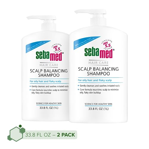 SEBAMED Scalp Balancing Shampoo - Gentle Anti Dandruff Shampoo Formula for Oily Hair and Flaky Scalp 33.8 Fluid Ounces (1 Liter with Pump) Pack of 2