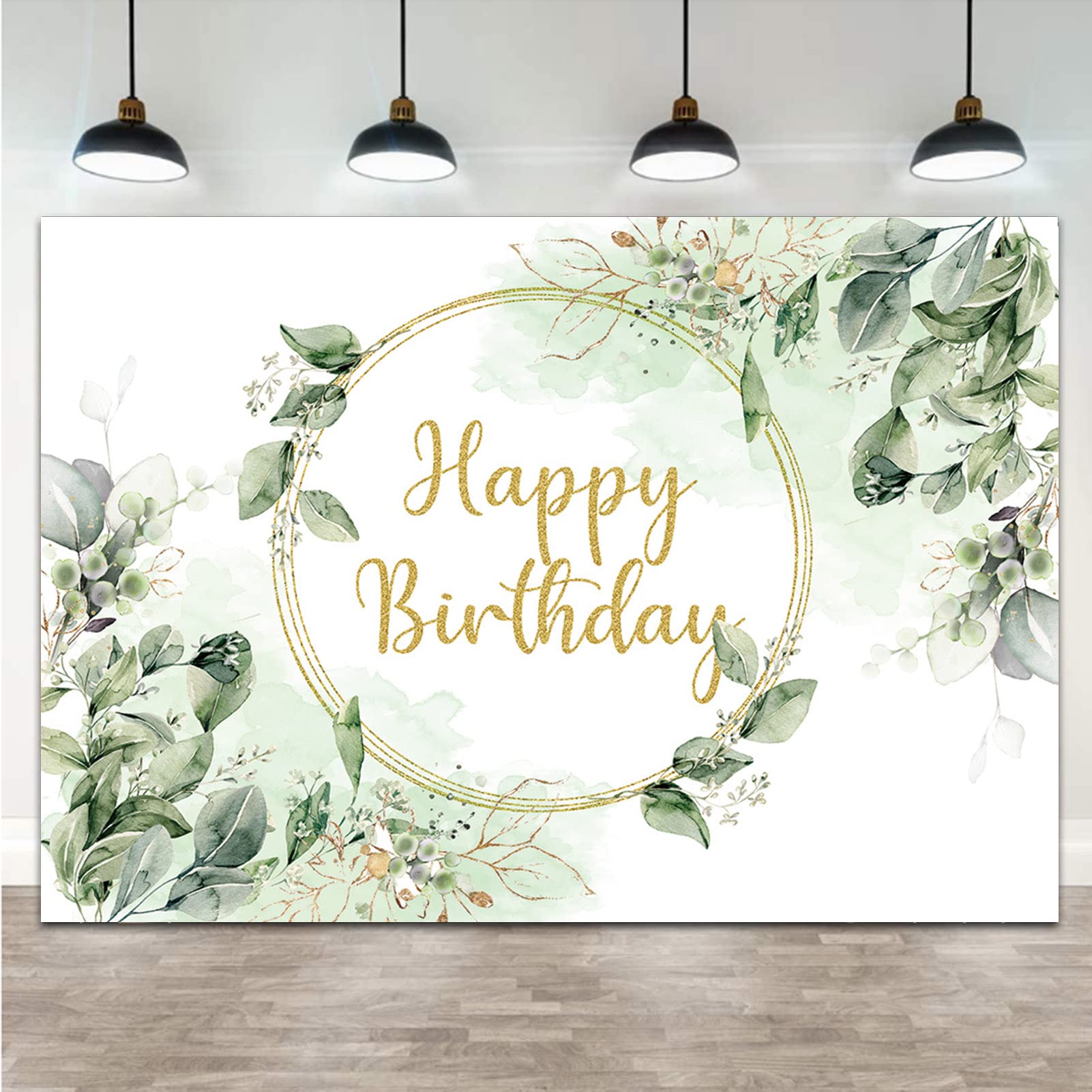 9x6ft Greenery Succulent and Eucalyptus Leaves Photography Backdrop Bloom Eucalyptus Leaves Photo Background for Happy Birthday Party Decoration Supplies