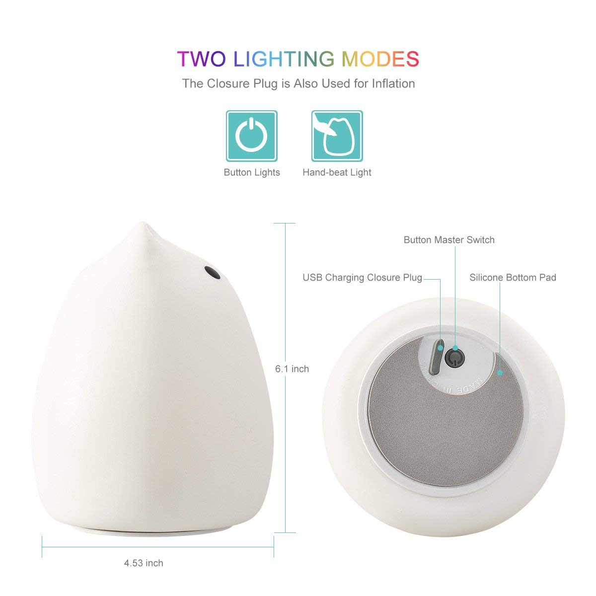 Dastling UMIRNI Cute Cat Night Light, Rechargeable Silicone LED Baby Nursery Nightlight, Color Changing Animal Lamp, Tap Sensor Control