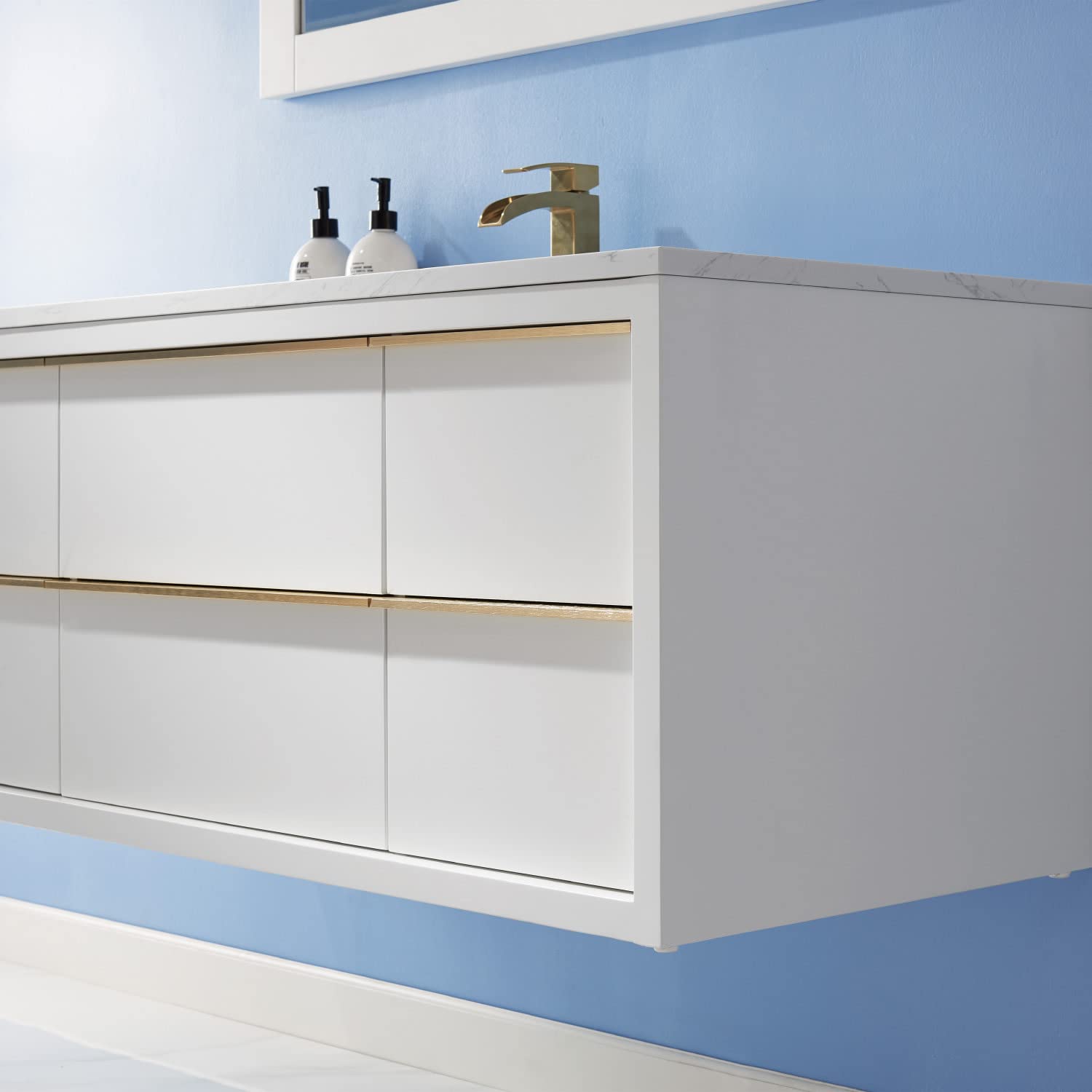 Altair Design Morgan 48" Carrara White Stone Countertop Single Vanity w/Mirror White
