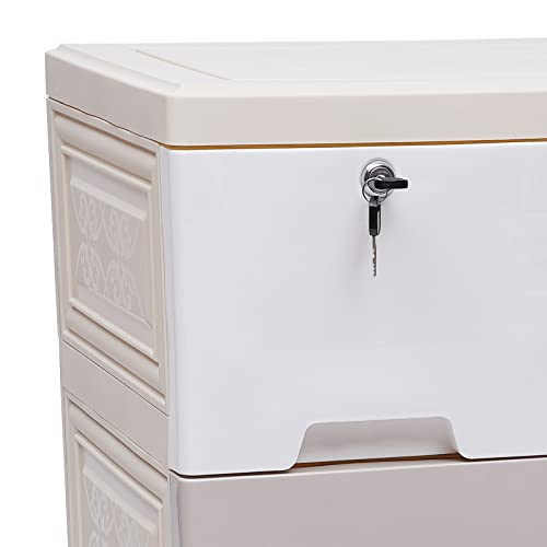 LOYALHEARTDY Plastic Drawers Dresser with 6 Drawers Storage Cabinet Closet Drawers Cabinet 5 Layer Office Storage Organizer for Clothes Toys File with 2 Lock