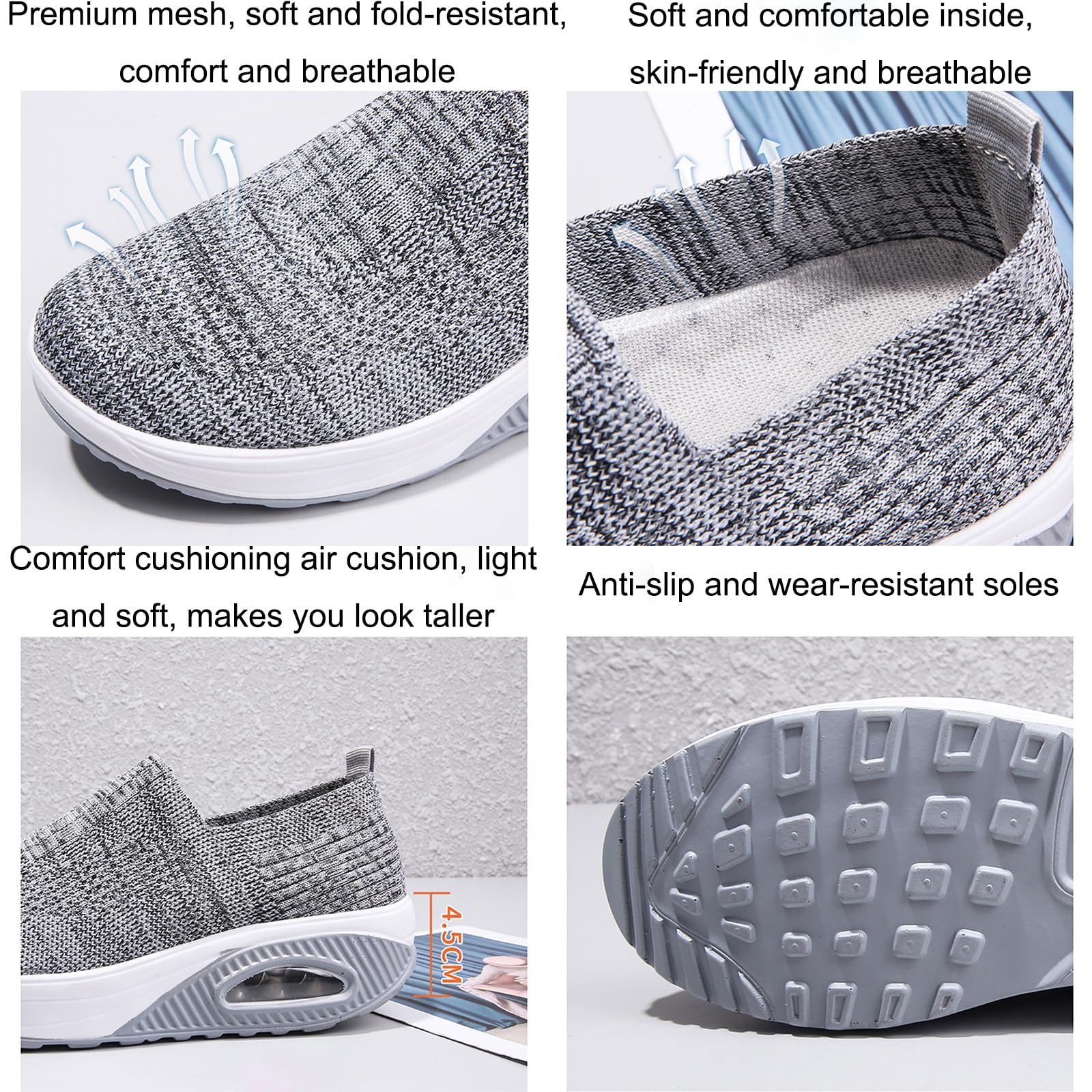 Aceptolcom Women Orthopedic Sneakers Walking Shoes,Mesh Breathable Arch Support Slip-on Light Air Cushion Orthopedic Sneakers Diabetic Shoes (7,Pink,7)